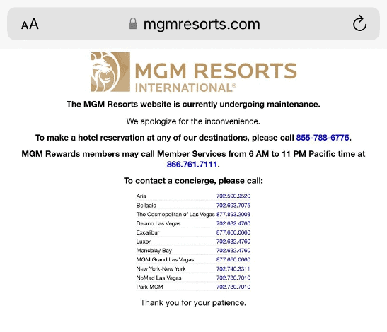 MGM Resorts ‘Cybersecurity Issue’ Leads to Shut Down of Major Systems